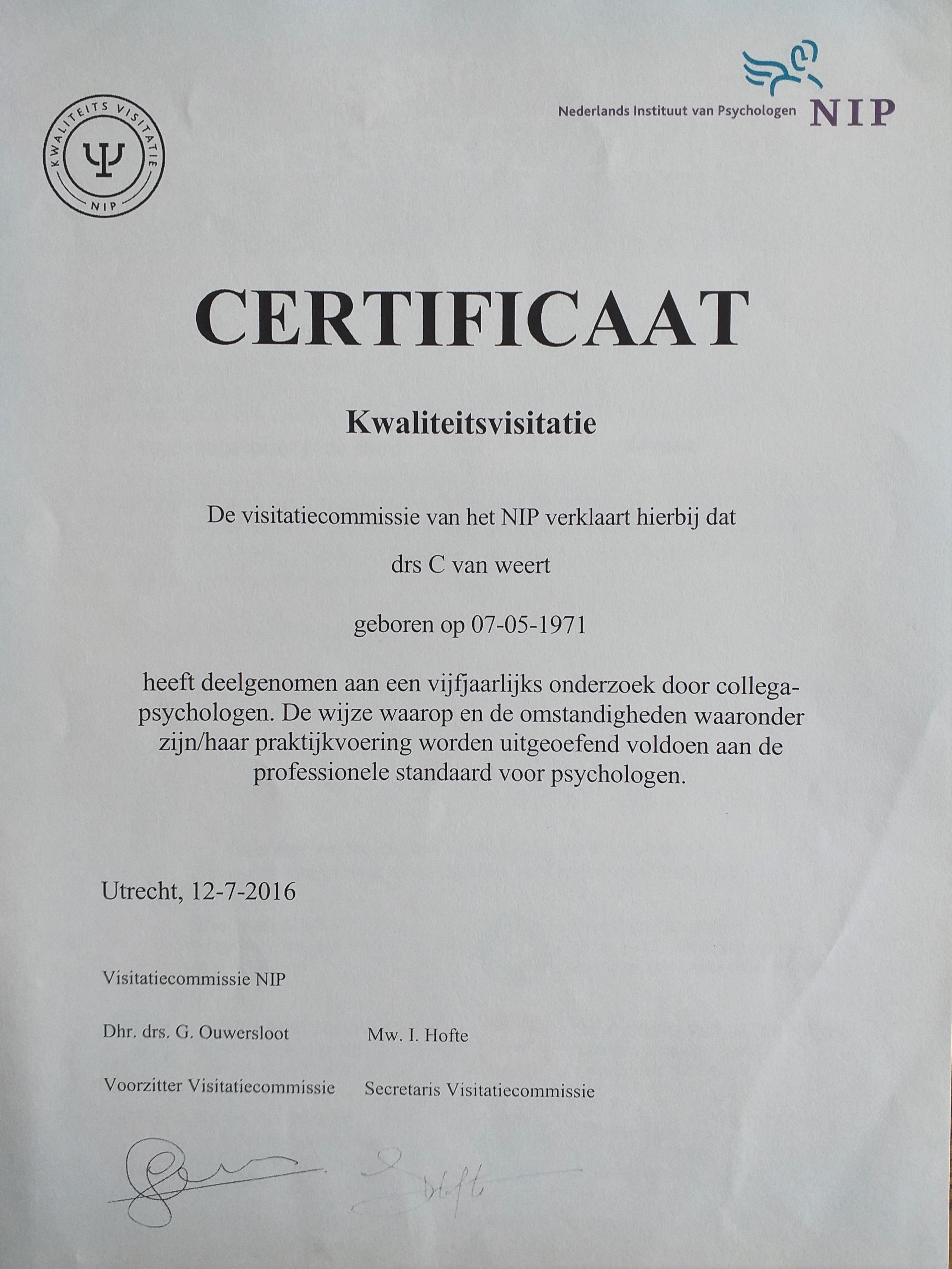 certificaat nip